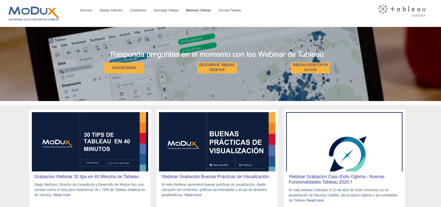 Webinars Tableau - Modux