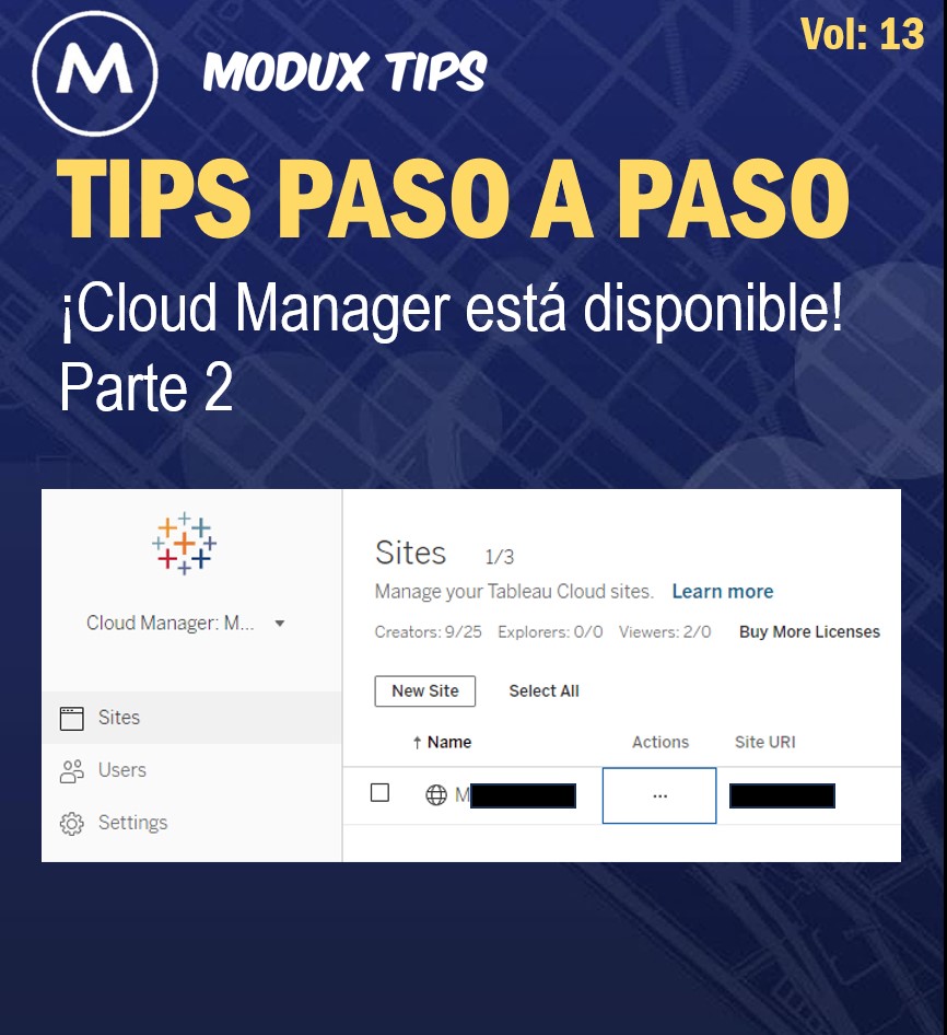 Parte 2: Conoce Tableau Cloud Manager y crea sitios en Tableau Cloud - Modux